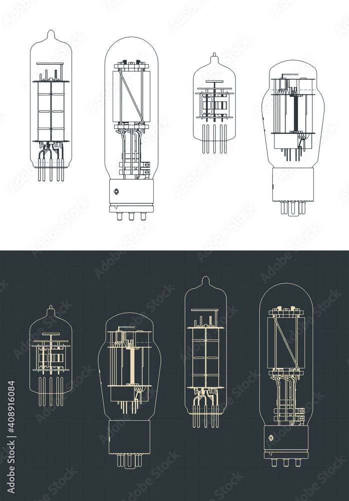 Vacuum Tube Set Drawings Stock Vector | Adobe Stock