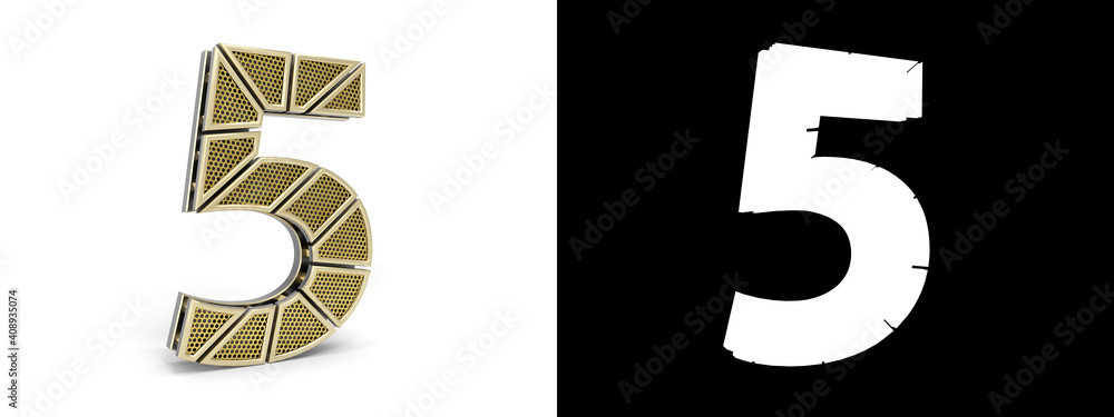 Number five (number 5) with perforated gold segments Stock Illustration ...