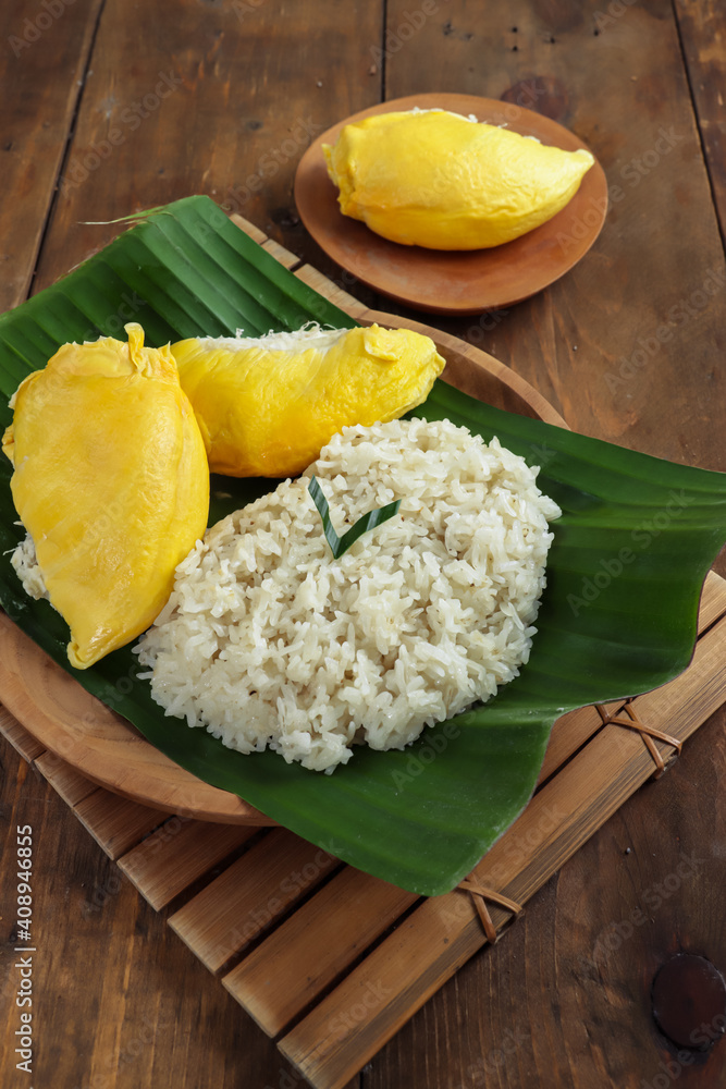 Ketan duren or ketan durian is indonesian traditional cuisine made from ...