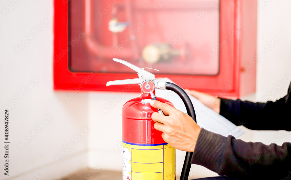 Engineer checking Industrial fire control system,Fire Alarm controller ...