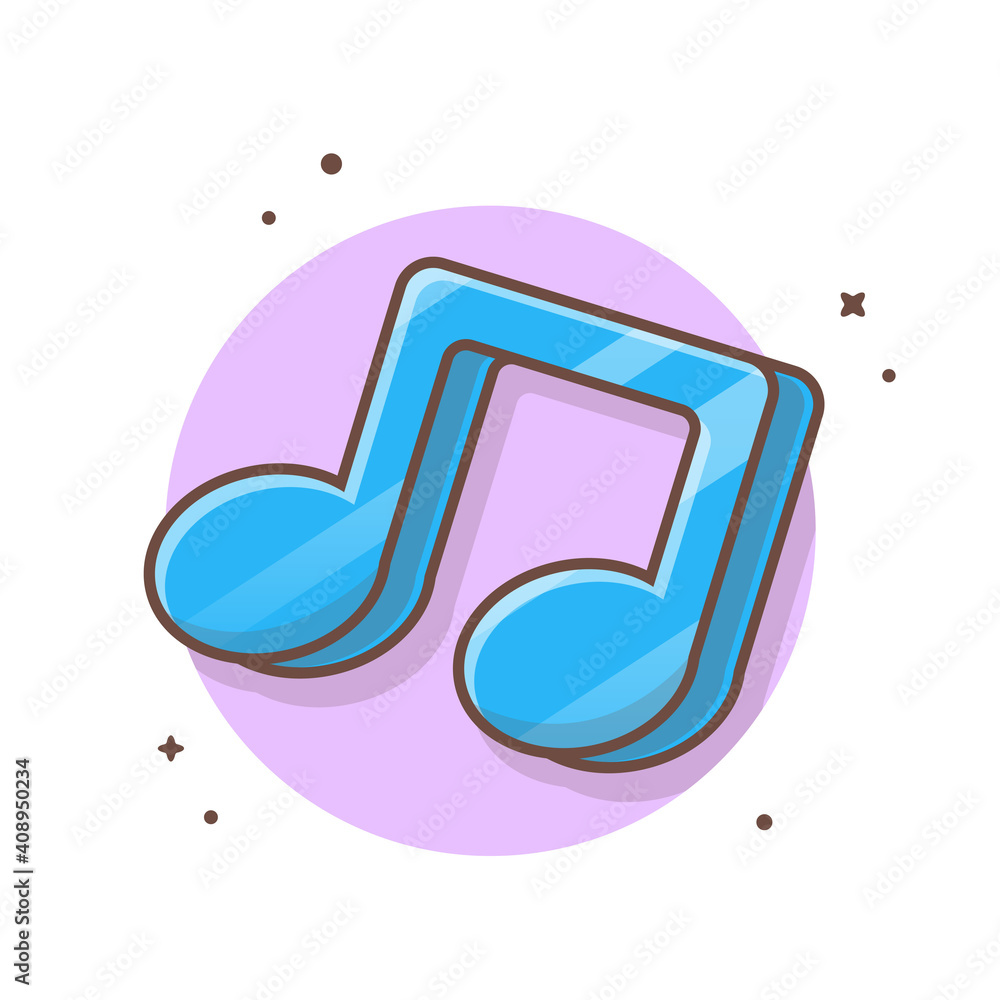 Colorful Music Note Cartoon Vector Icon Illustration. Recreation Object ...