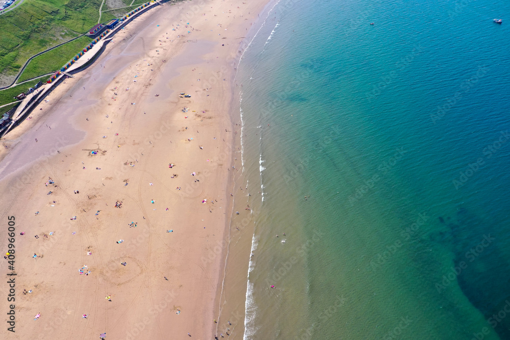 Aerial photo of the beautiful town of Whitby in the UK in North ...