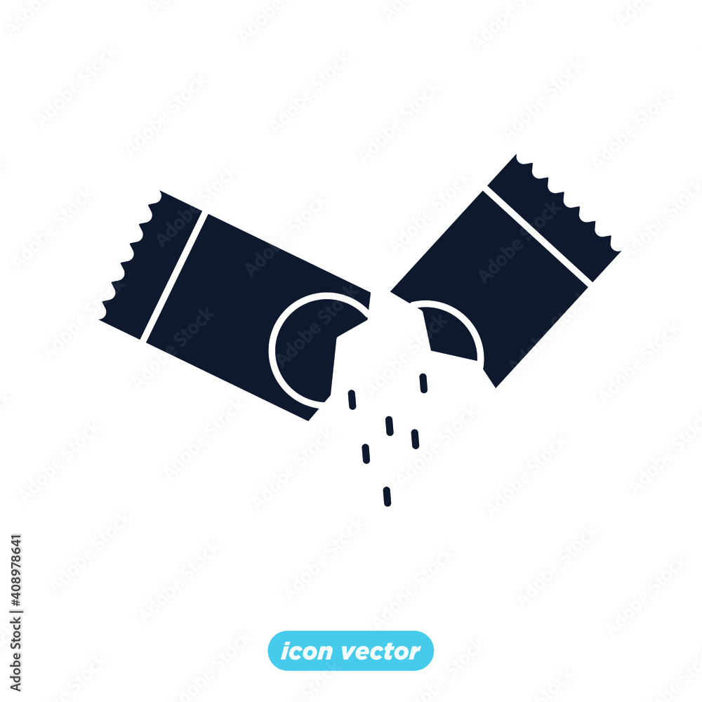 Sachet icons. sugar powder packet icon. Packet soluble powder symbol ...