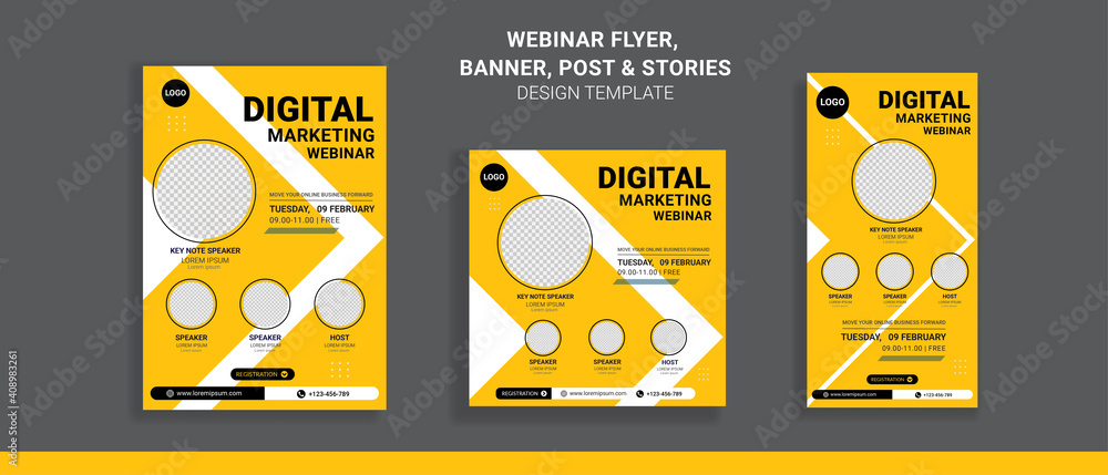Webinar flyers social media post and stories, perfect for business ...