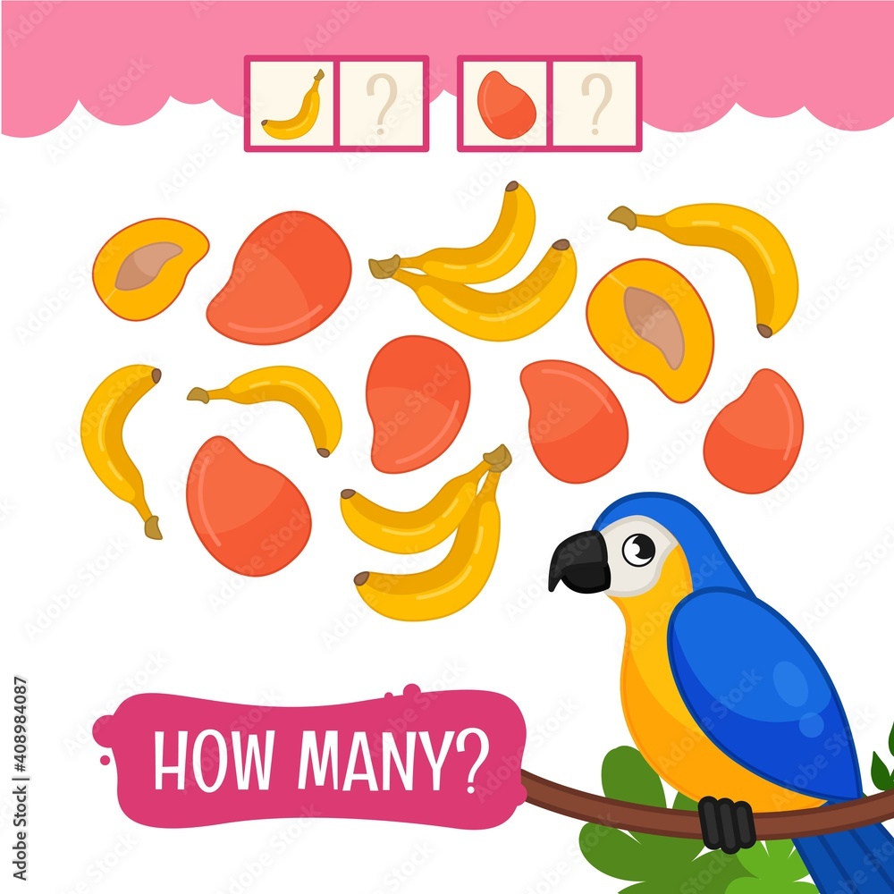Counting educational children game, math kids activity sheet. How many ...