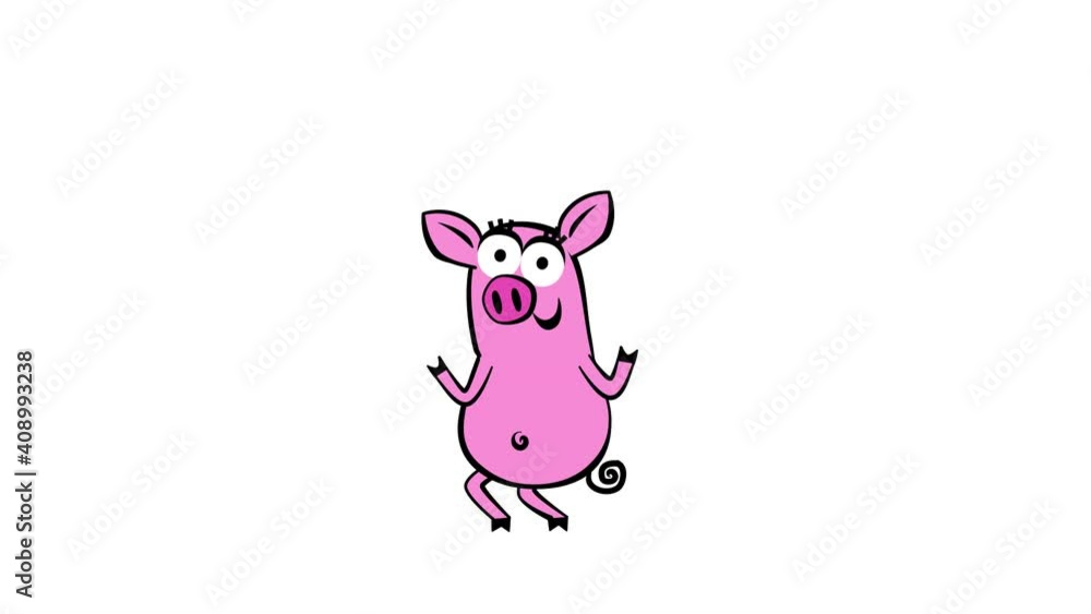 Cute cartoon pig dancing. cycle, alpha channel Stock Video | Adobe Stock