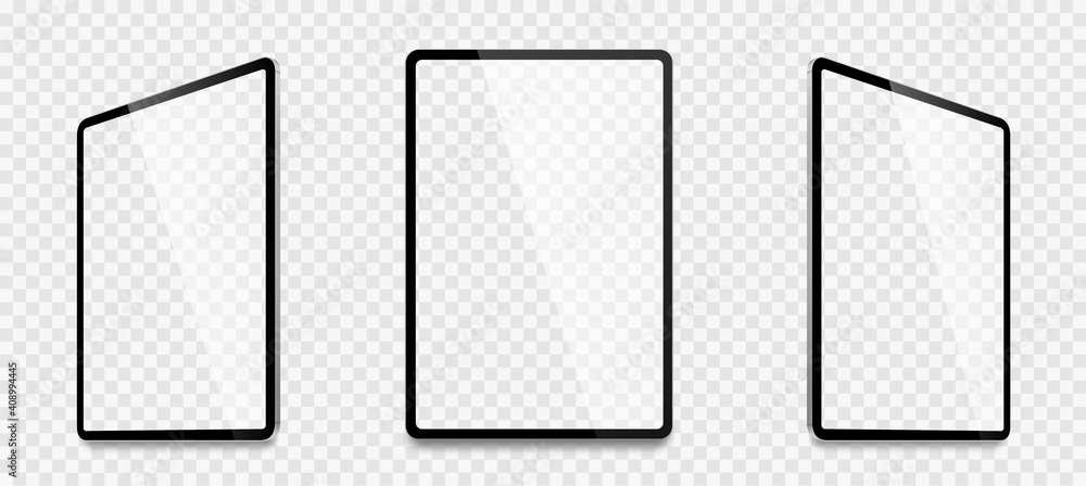 Realistic tablet computer mockup set. Tablet PC realistic mockup front ...