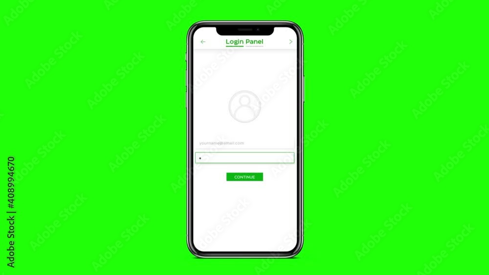 Login Panel UI Animation in Mobile Screen with Green Screen on the Back ...
