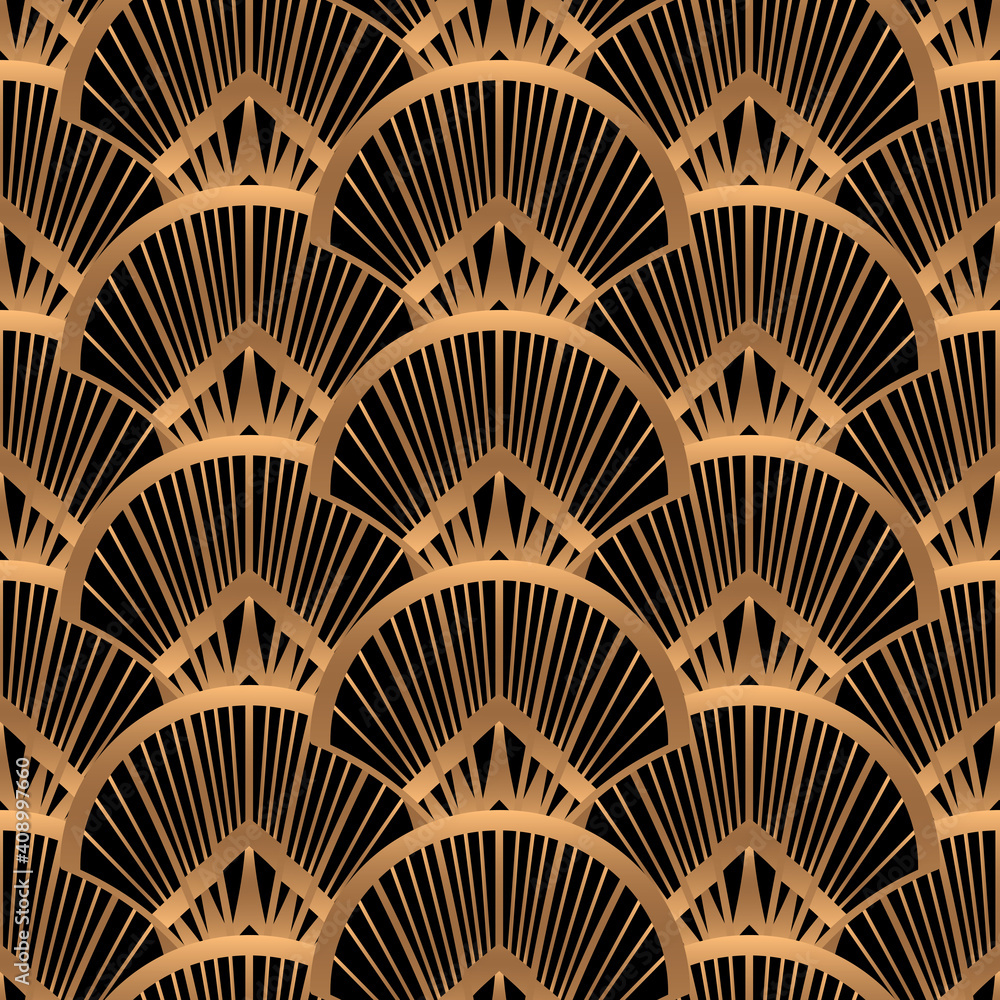 Art deco luxury pattern seamless. Vintage 1920s motif gold black ...