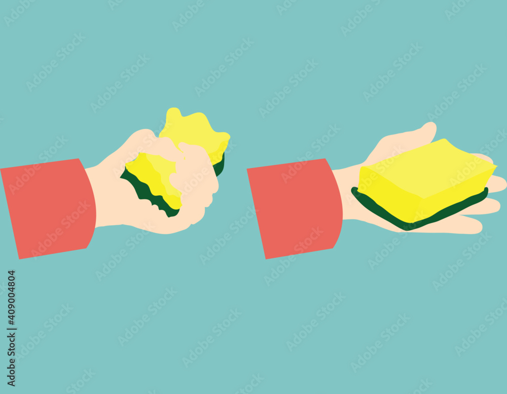 Vector Illustration of a Sponge, Experiment of Soft Objects, Washing ...