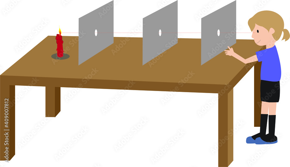 Vector Illustration of a Light Experiment, How Light Travels ...