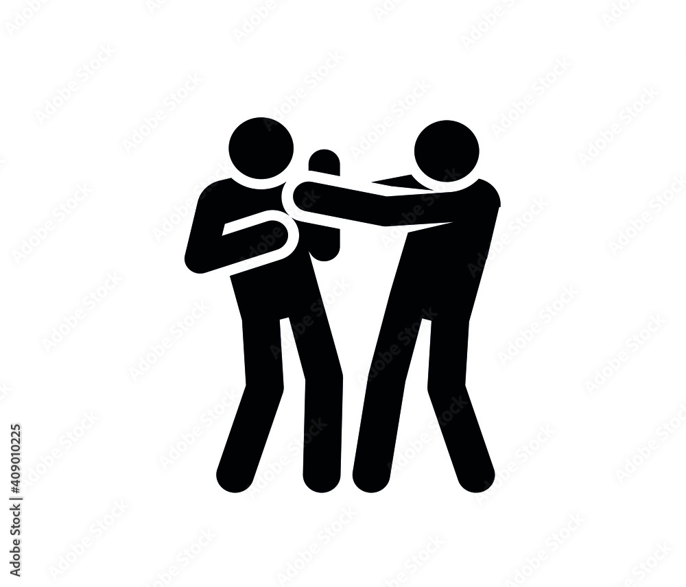 fighting people vector icon. Editable stroke. Symbol in Line Art Style ...
