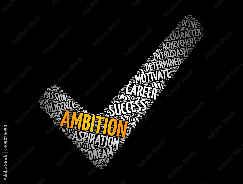 Ambition check mark word cloud collage, concept background Stock Vector ...