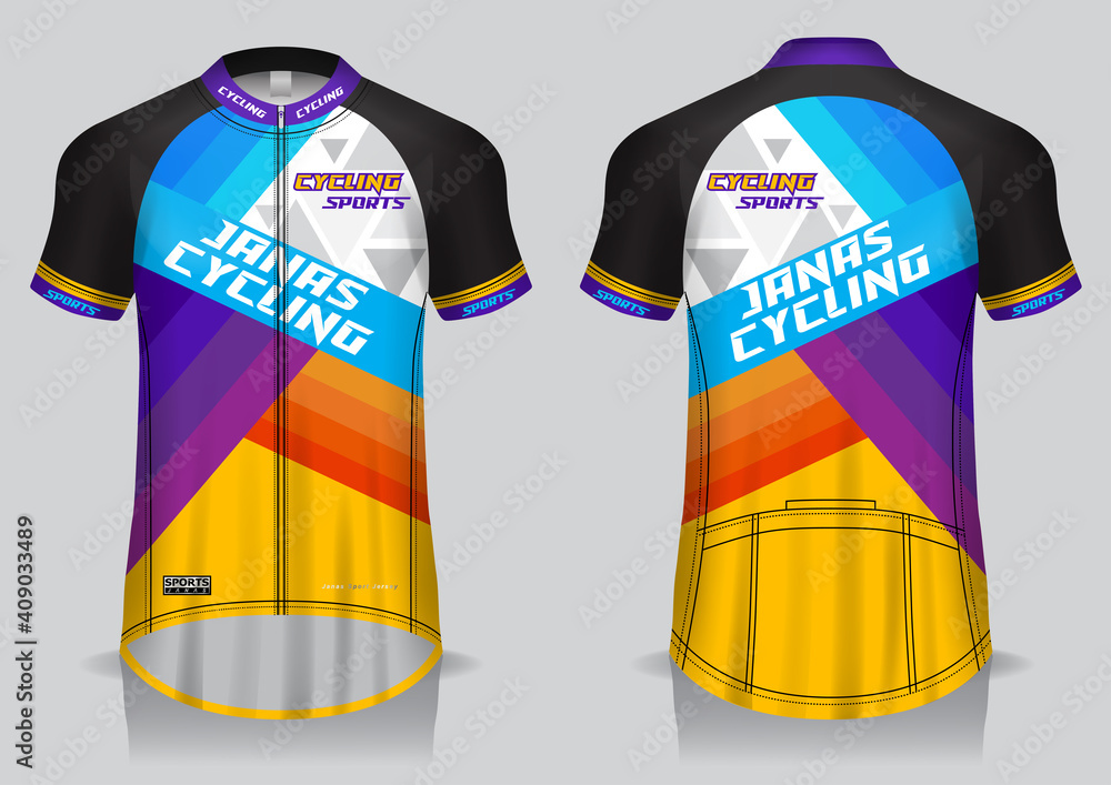 Jersey cycling template design uniform front and back view Stock Vector ...