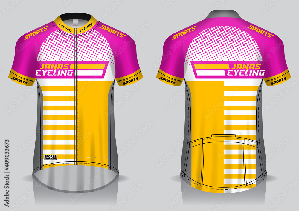 Jersey cycling template design uniform front and back view Stock Vector ...