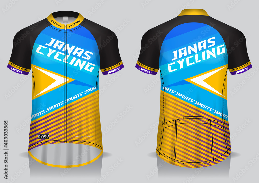 Jersey cycling template design uniform front and back view Stock Vector ...
