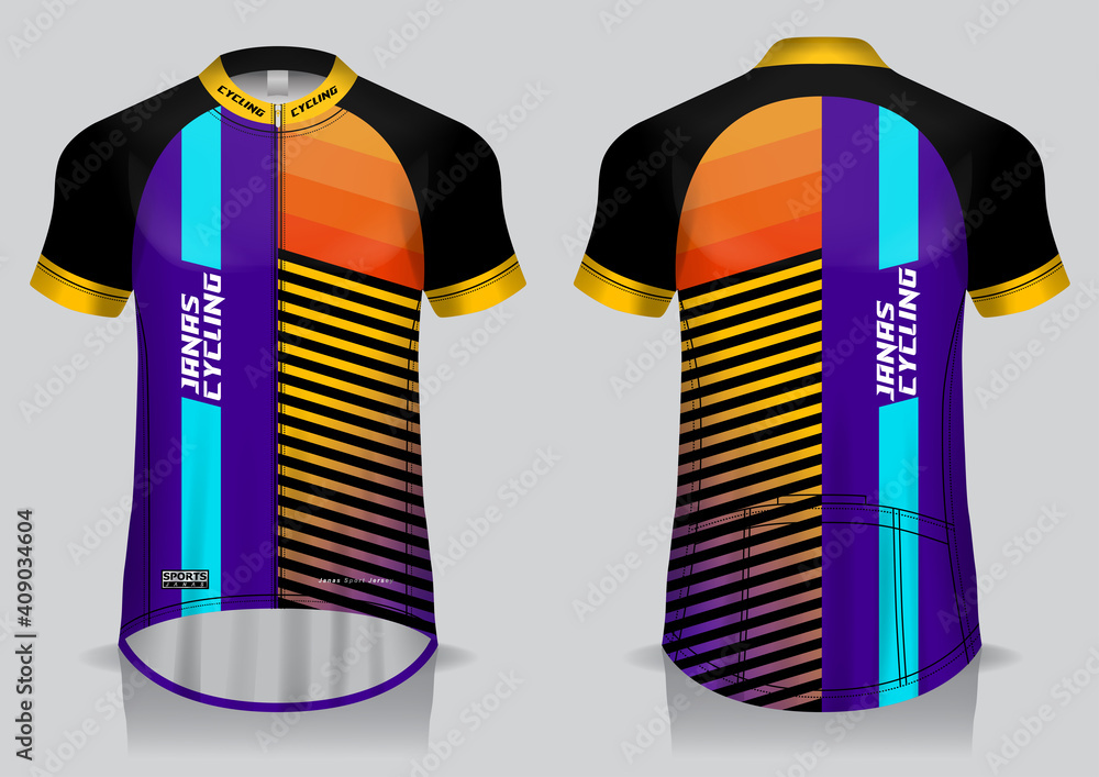Jersey cycling template design uniform front and back view Stock Vector ...