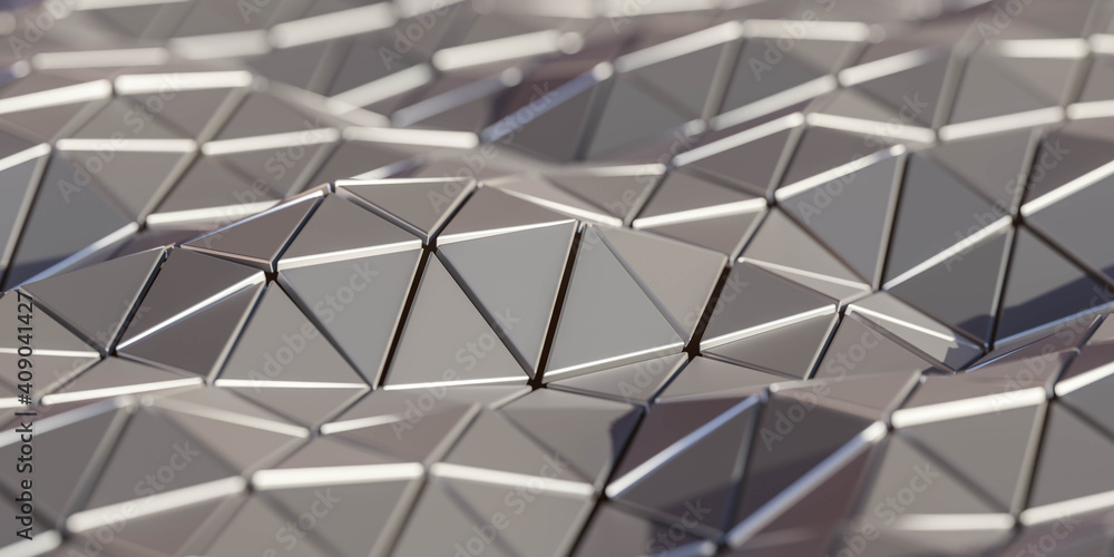 metallic surface triangle geometric shape pattern 3d render ...