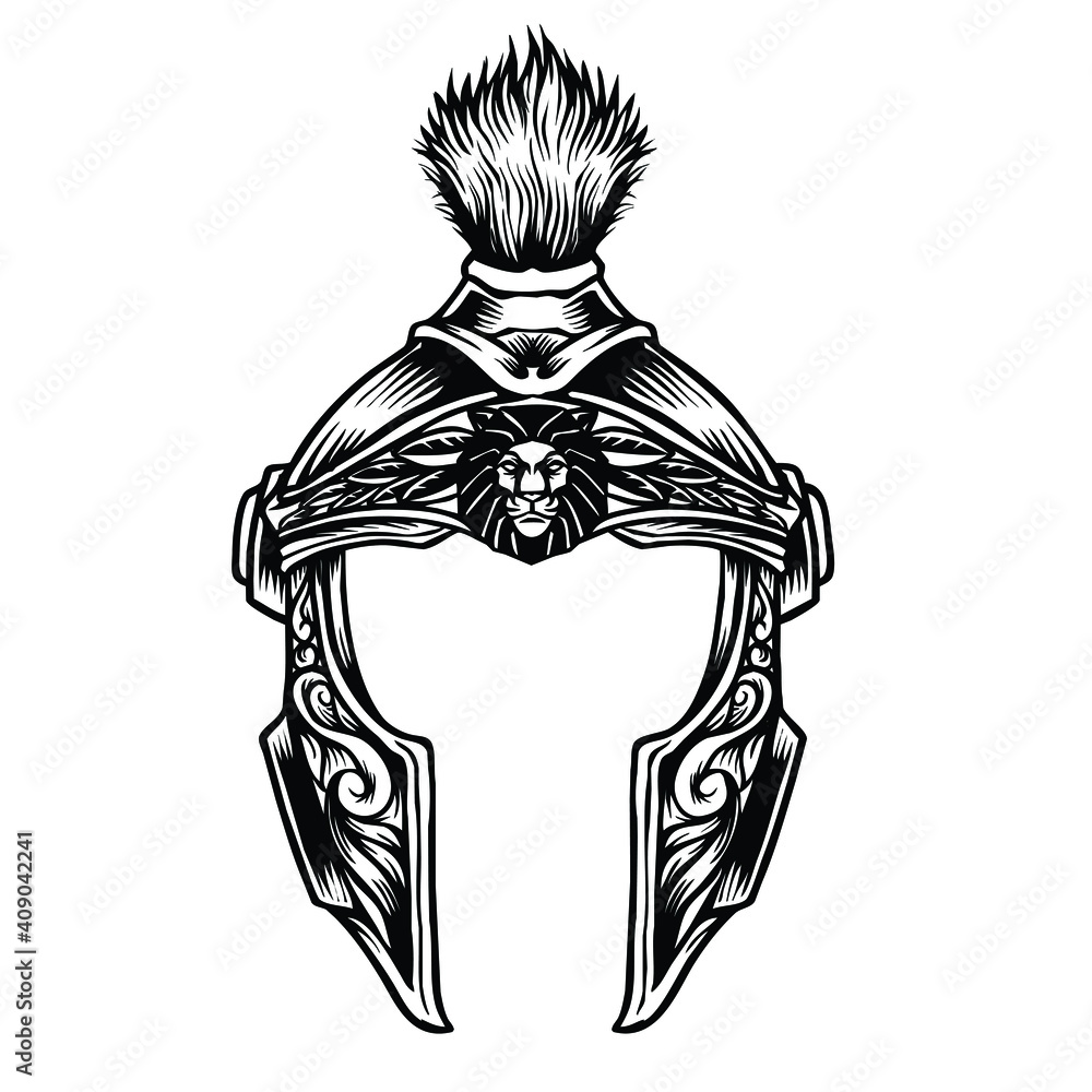 vector, helmet, design, illustration, spartan, skull, vintage, warrior ...