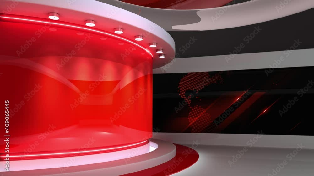 Tv studio. News room. Studio Background. Red. Newsroom bakground ...