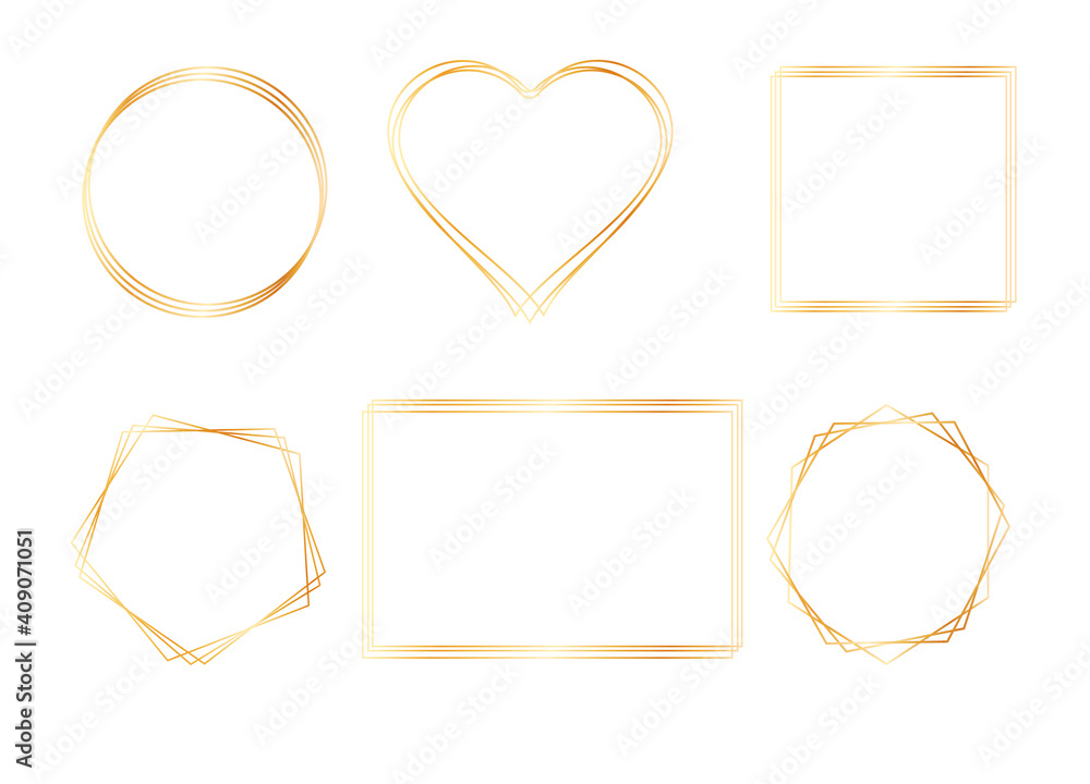 Elegant gold geometric frames collection. Art deco line border. Modern ...