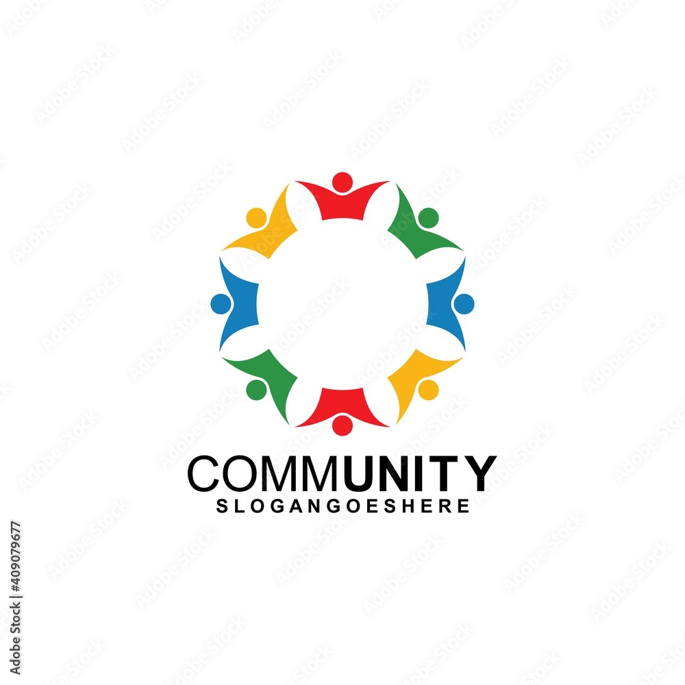 Community logo icon design with colorful people in a circular shape ...