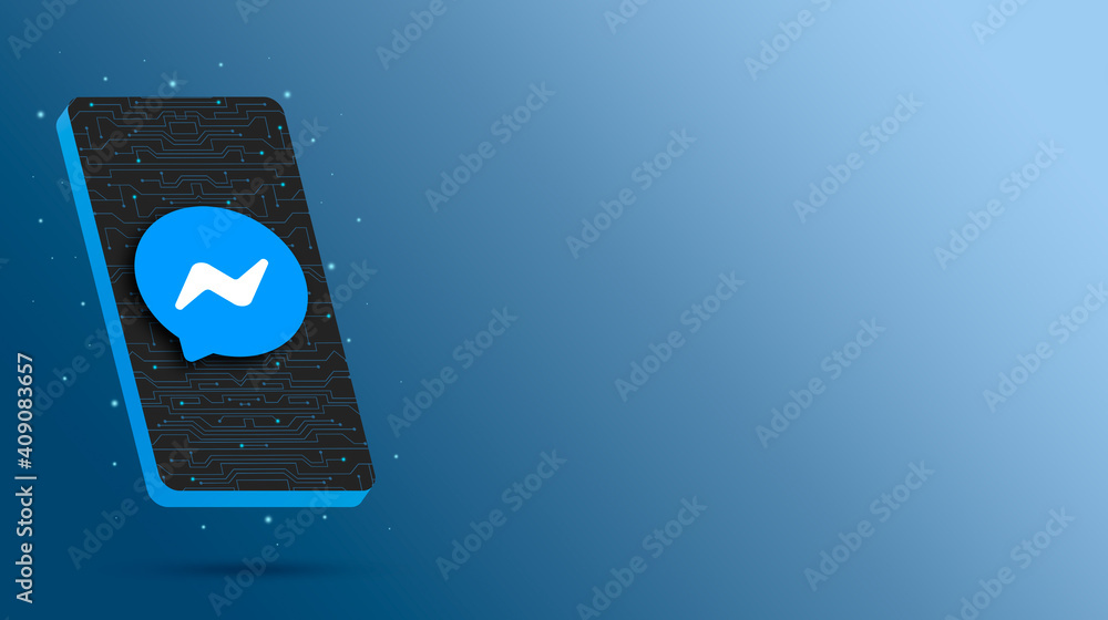 Messenger logo icon on phone screen on technology background 3d ...