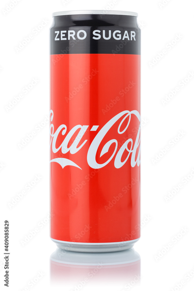Coca Cola Coca-Cola Coke Zero Sugar lemonade soft drink in can isolated ...