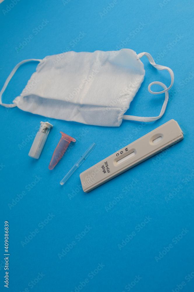 antibody test. self-diagnosis strip for coronavirus infection. next to ...