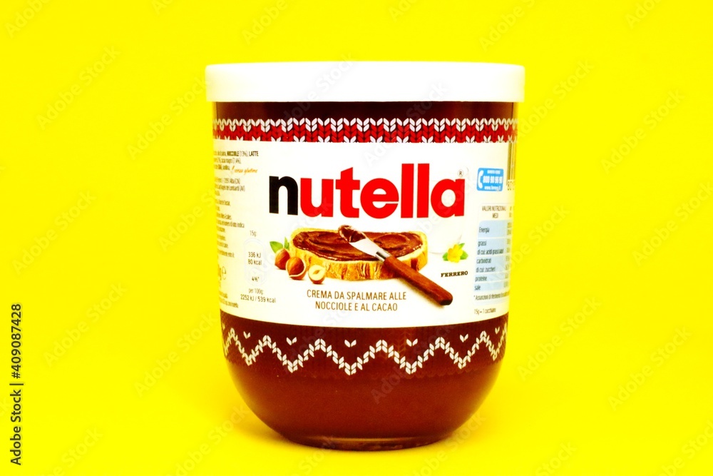NUTELLA Jar, Hazelnut Spread with Cocoa. Nutella is a brand of products ...