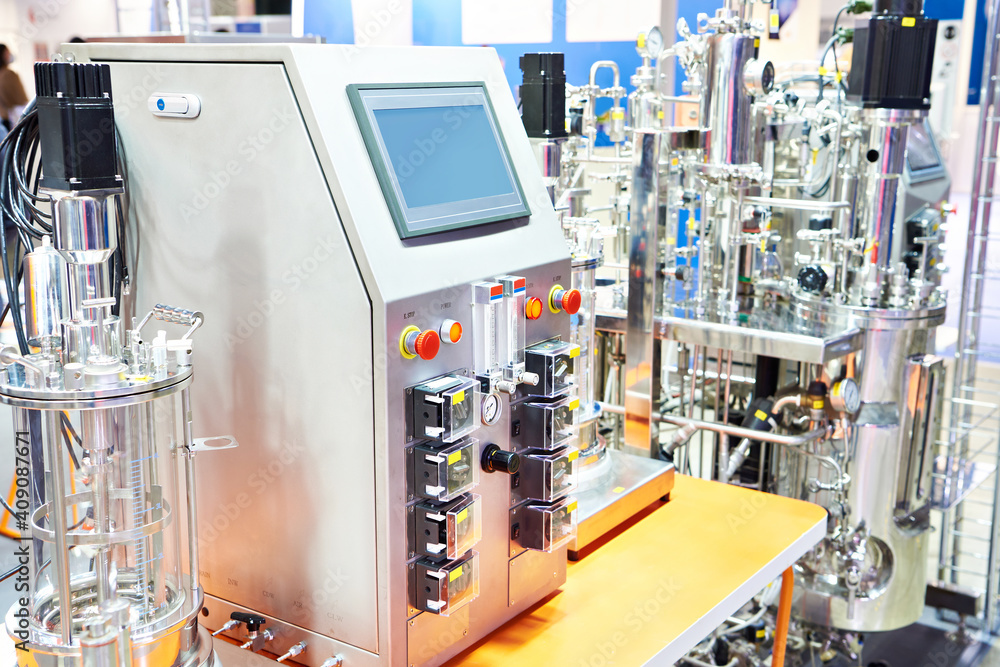 Laboratory chemical metal bioreactor and fermenter Stock Photo | Adobe ...