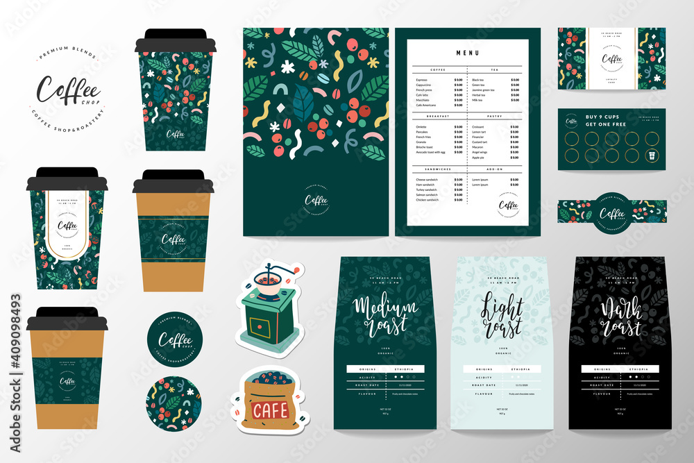 Coffee branding identity set for coffee shop or cafe. Collection of ...