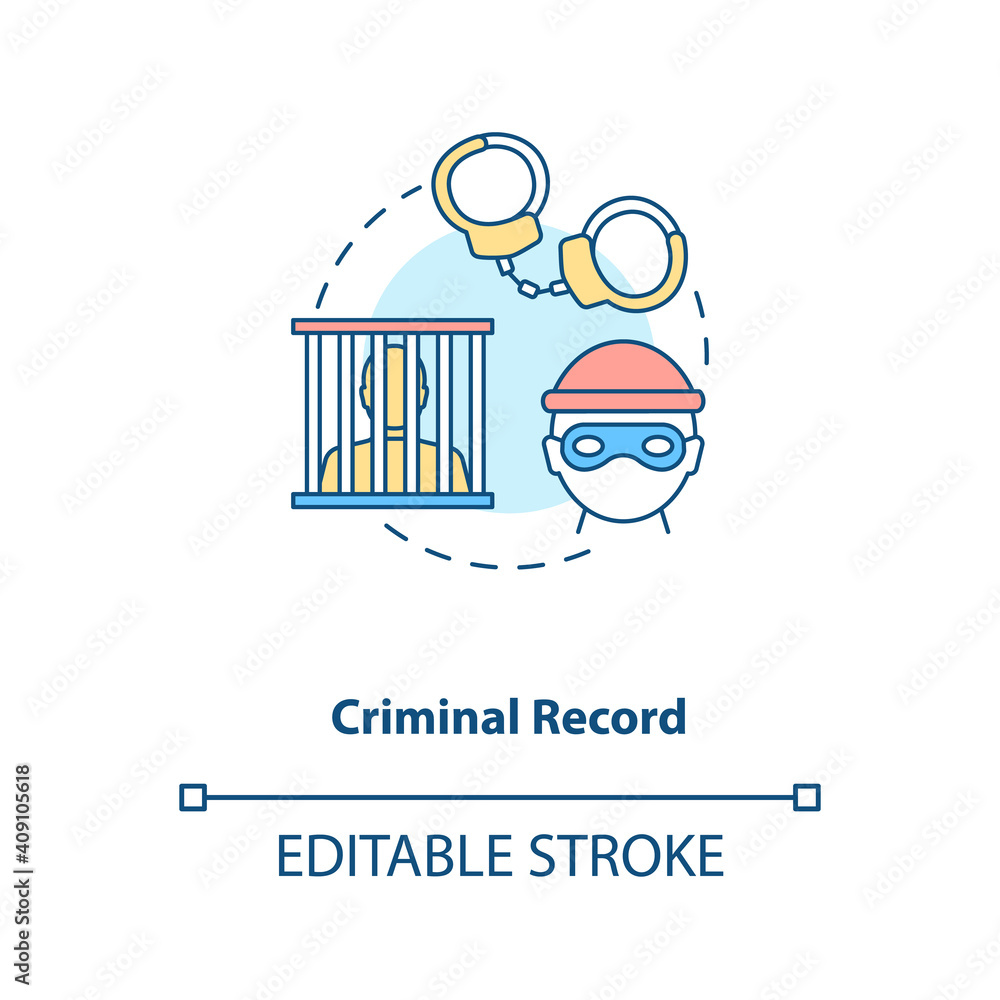 Criminal record concept icon. Crime history. Police report. Dangerous ...