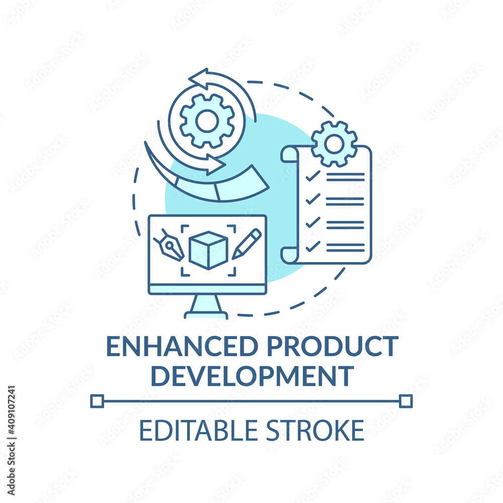 Enhanced product development concept icon. Open innovation idea thin ...