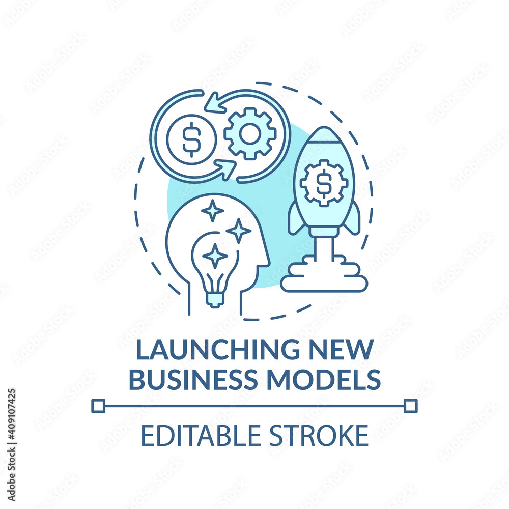Launching new business models concept icon. Open innovation benefit ...
