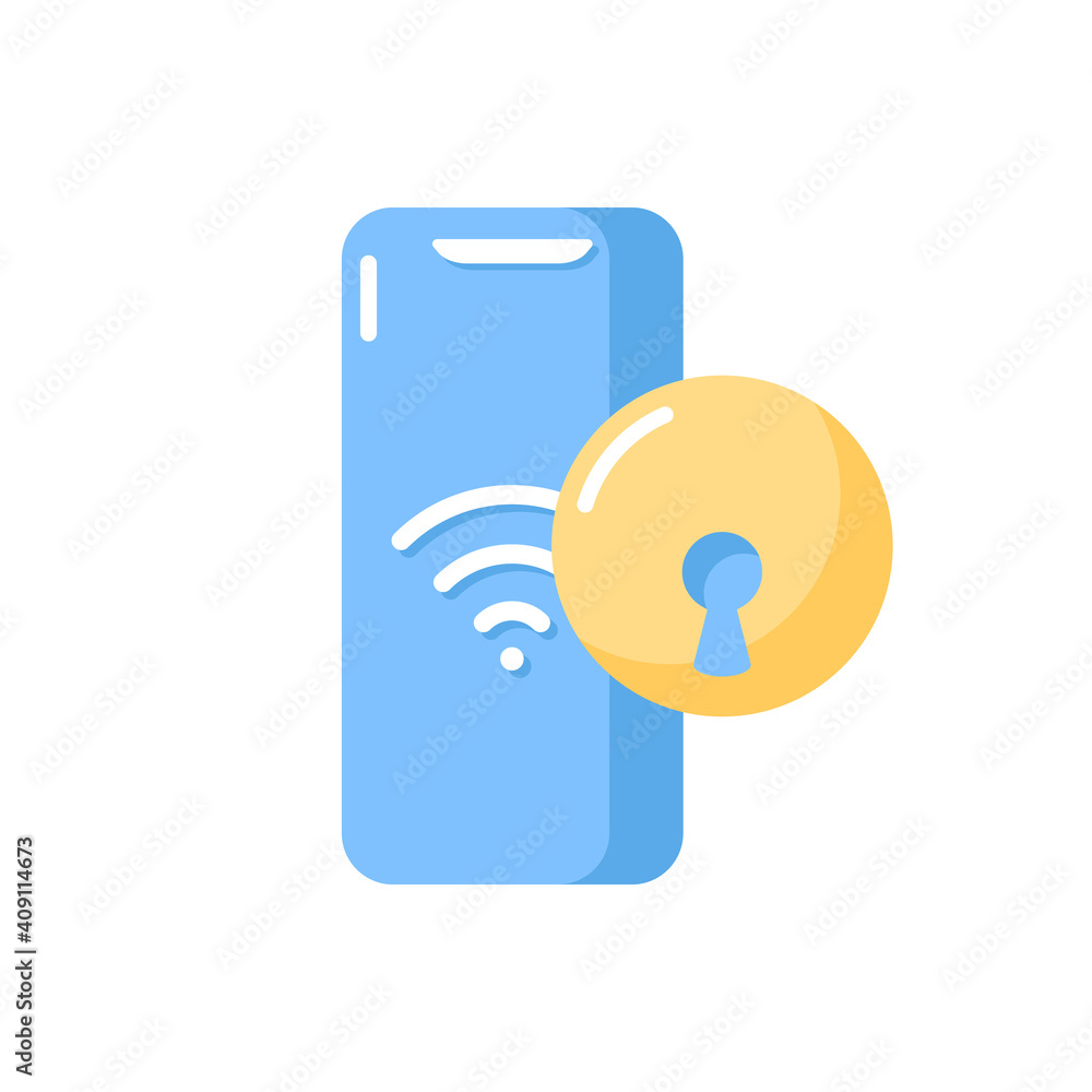 Door locker vector flat color icon. Smart home lock control. House ...
