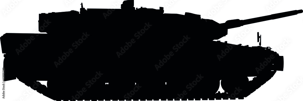 Leopard 2 tank , isolated silhouette Stock Vector | Adobe Stock