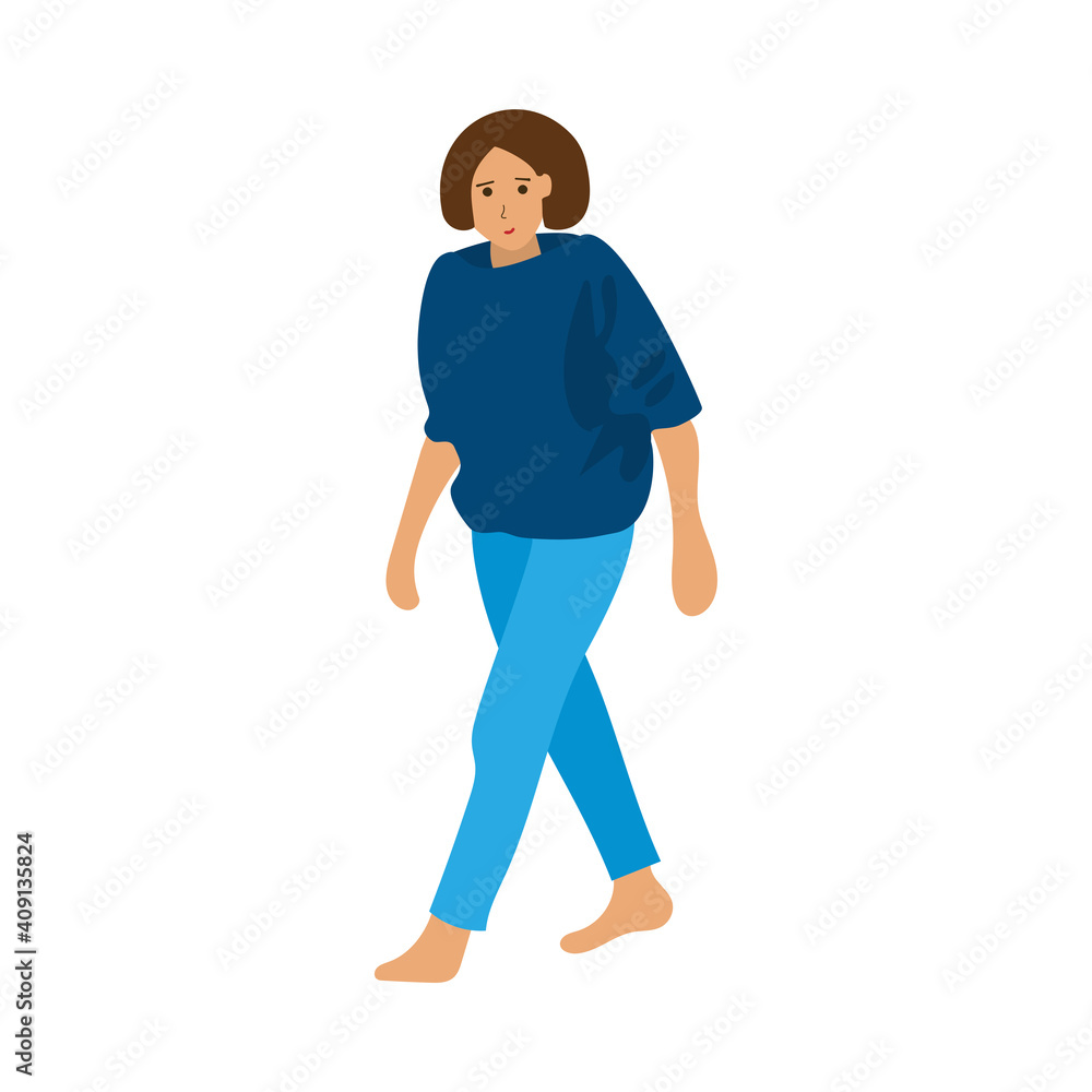Cartoon Girl Walking Away