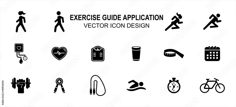 Simple Set of exercise sport tracker trainer Vector icon user interface ...