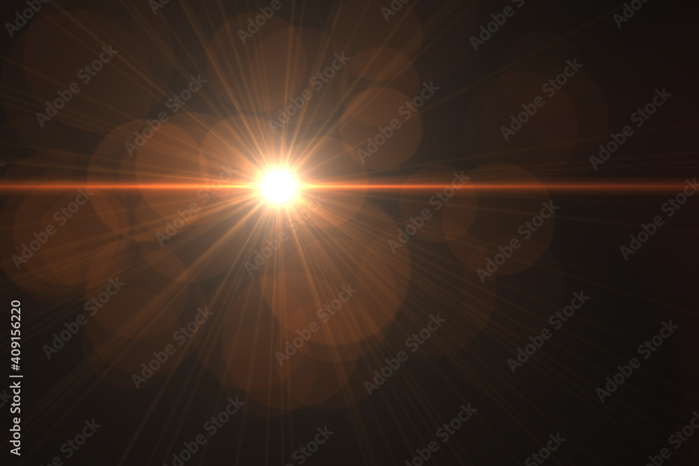 Beautiful optical lens flare effect golden sunlight beautiful bokeh ...
