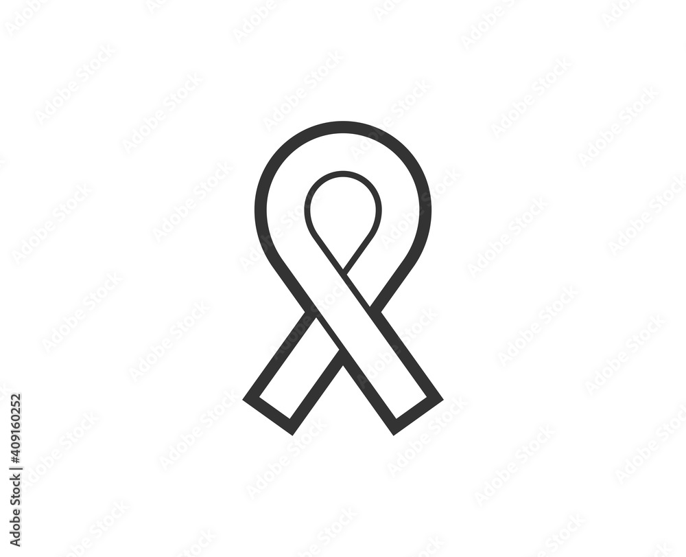 Cancer ribbon icon. Medical black line sign. Premium quality graphic ...