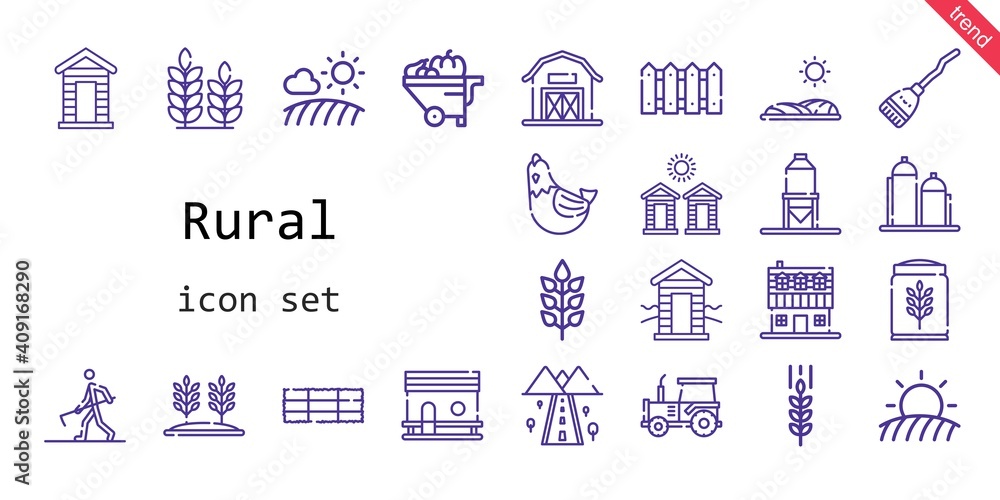 rural icon set. line icon style. rural related icons such as ...