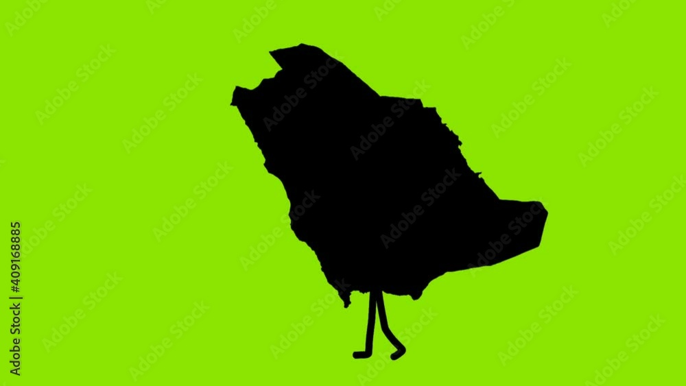 animated video of a walking map of Saudi Arabia silhouettes Stock Video ...