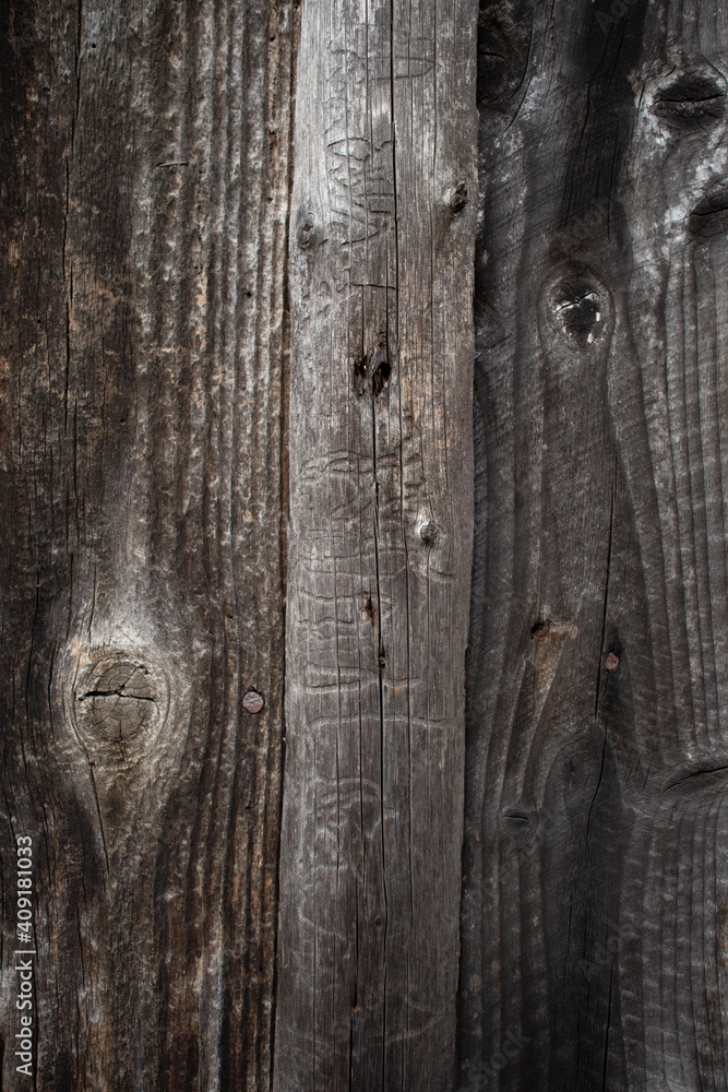 Old rustic wood background with knots and old aged grain patina and ...