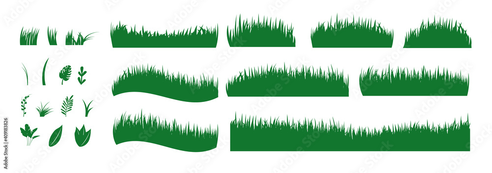Grass vector collection - Set of grass and plant graphical resources ...