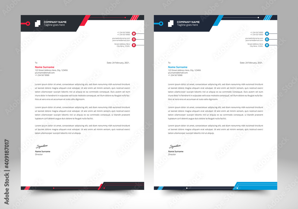 Modern business letterhead template vector design for lettering. Stock ...