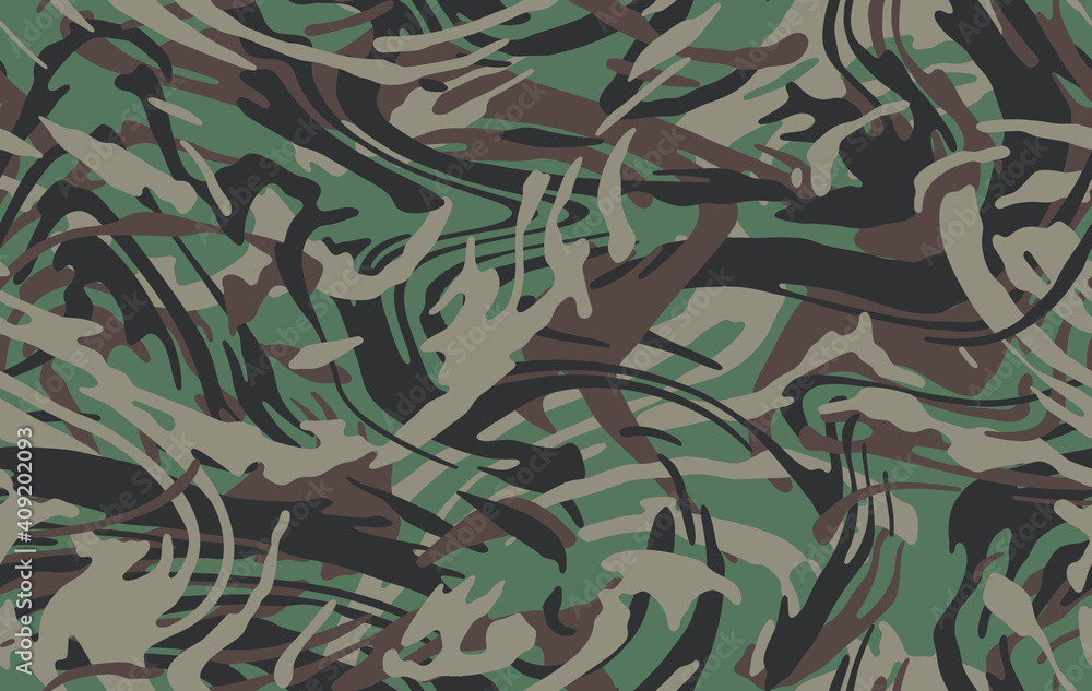 Abstract jungle camouflage seamless pattern. Camo background, curved ...