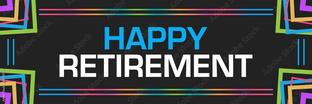 Happy Retirement Dark Colorful Random Borders Horizontal Stock ...