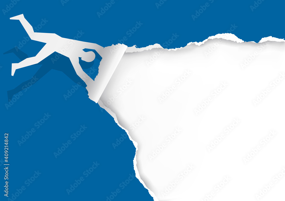 Flying man,tearing paper, funny torn paper banner template. Paper ...