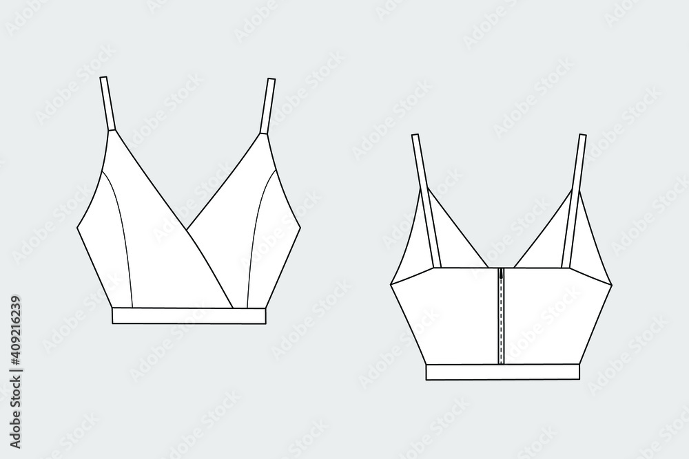 Female tank top vector template isolated on a grey background. Front ...